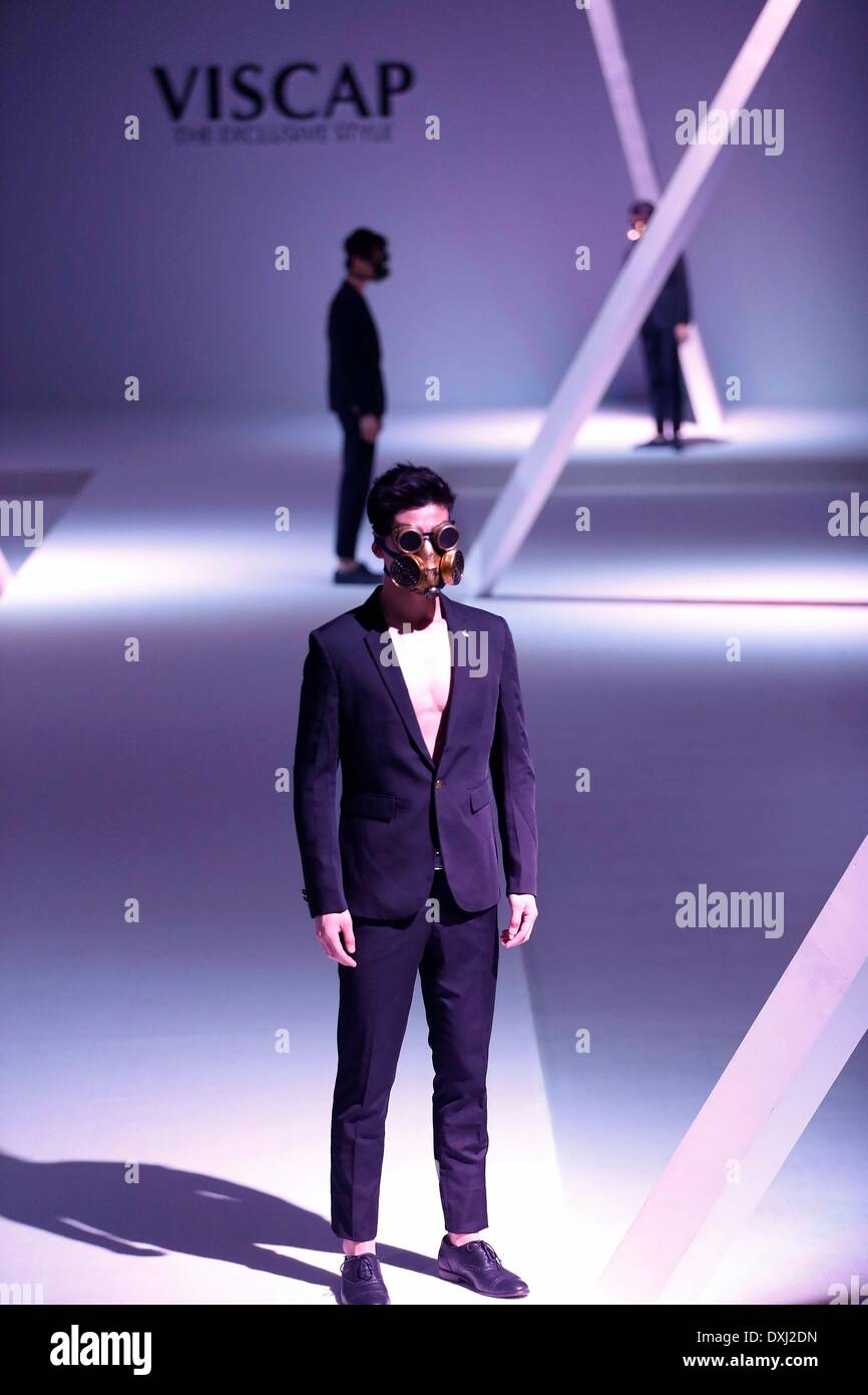 Beijing, China. 27th Mar, 2014. A model presents a creation of "VISCAP ...