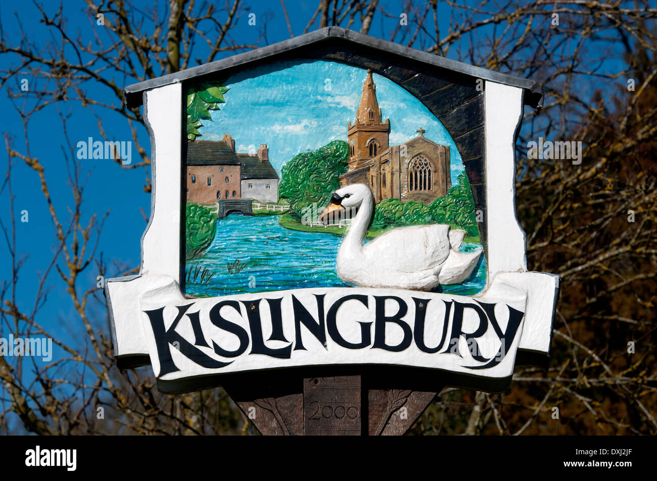 Kislingbury village sign, Northamptonshire, England, UK Stock Photo - Alamy