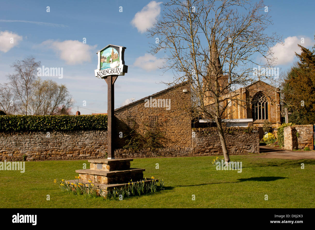 Kislingbury village sign, Northamptonshire, England, UK Stock Photo - Alamy