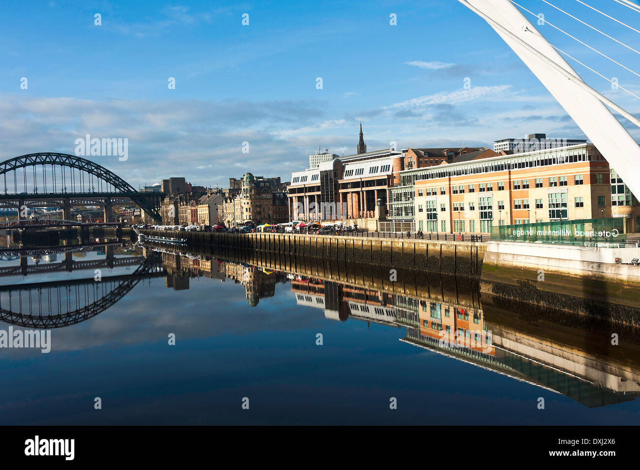 Reflections in the River Tyne with Gateshead Millennium Bridge from ...