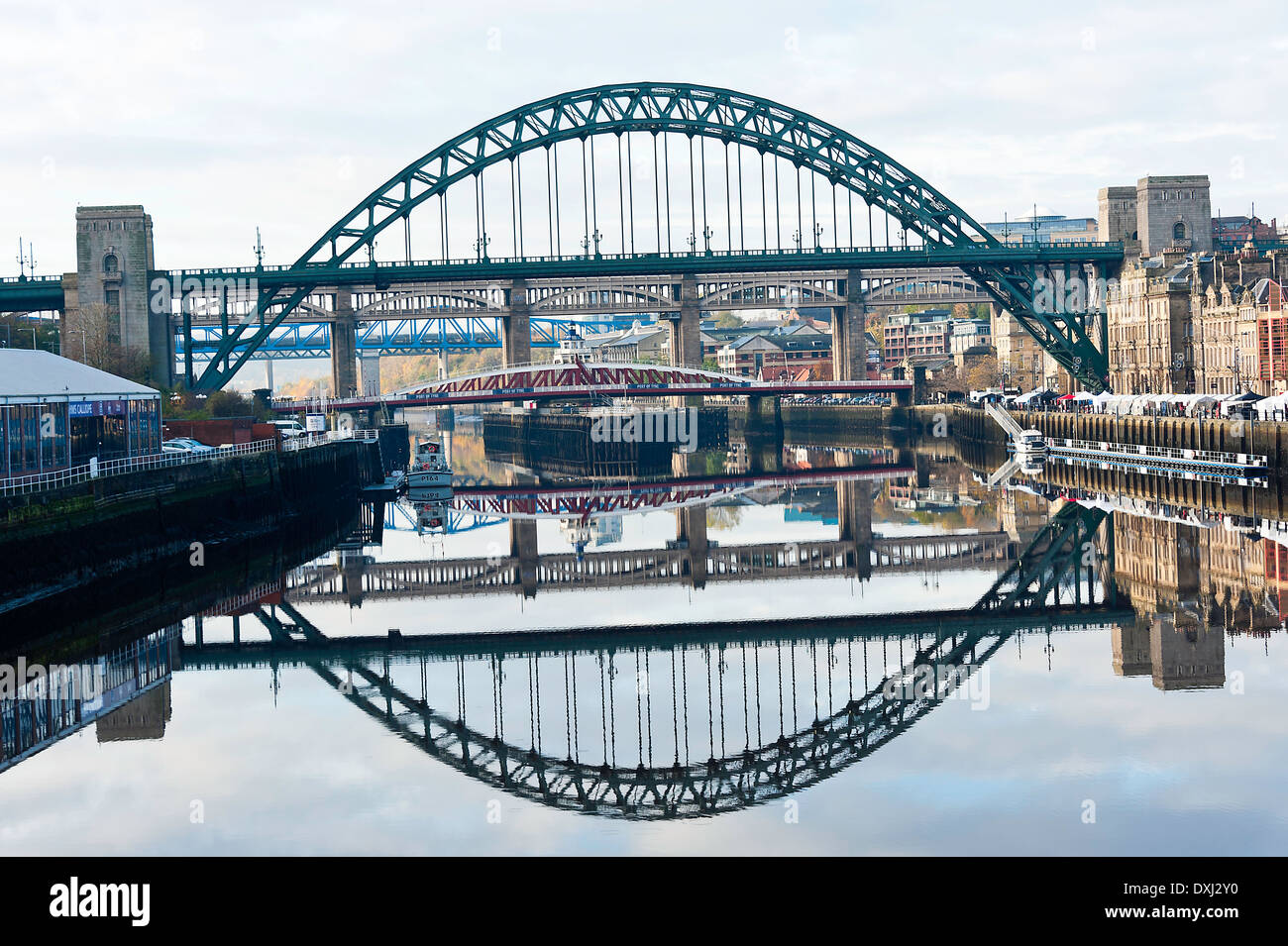 Mirror Image Reflections of the Tyne and Swing Bridges in River Tyne at ...