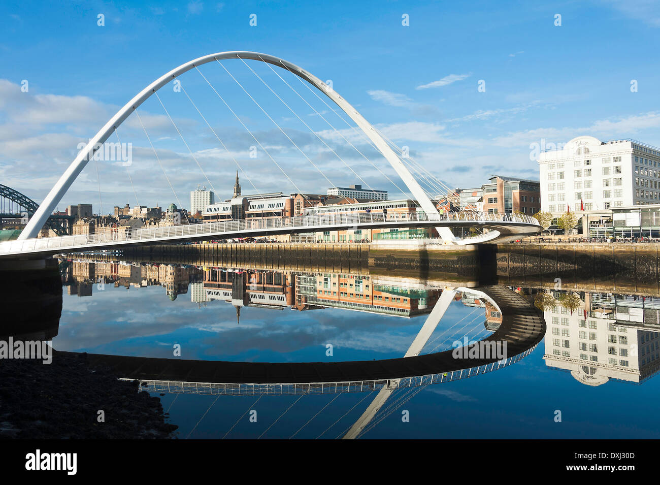 Reflections in the River Tyne with Gateshead Millennium Bridge from ...
