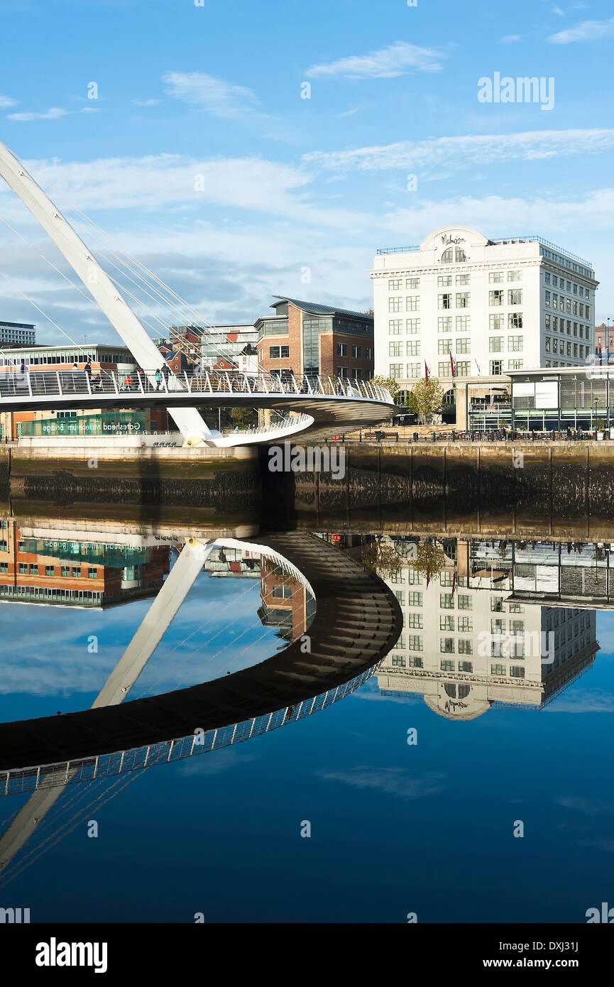 Reflections in the River Tyne with Gateshead Millennium Bridge from ...