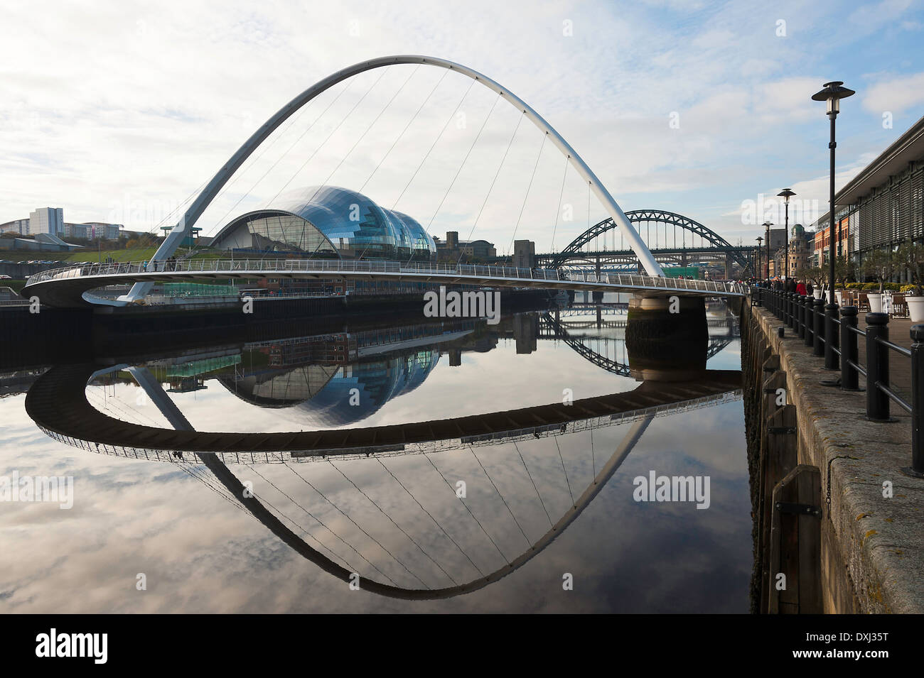 Reflections in the River Tyne with Gateshead Millennium Bridge from ...
