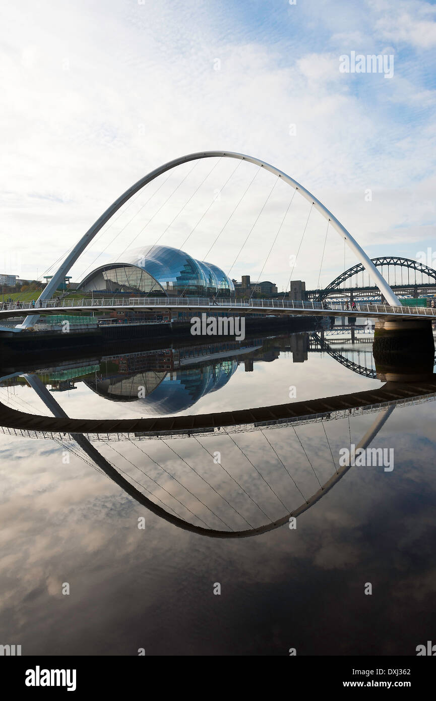 Reflections in the River Tyne with Gateshead Millennium Bridge from ...