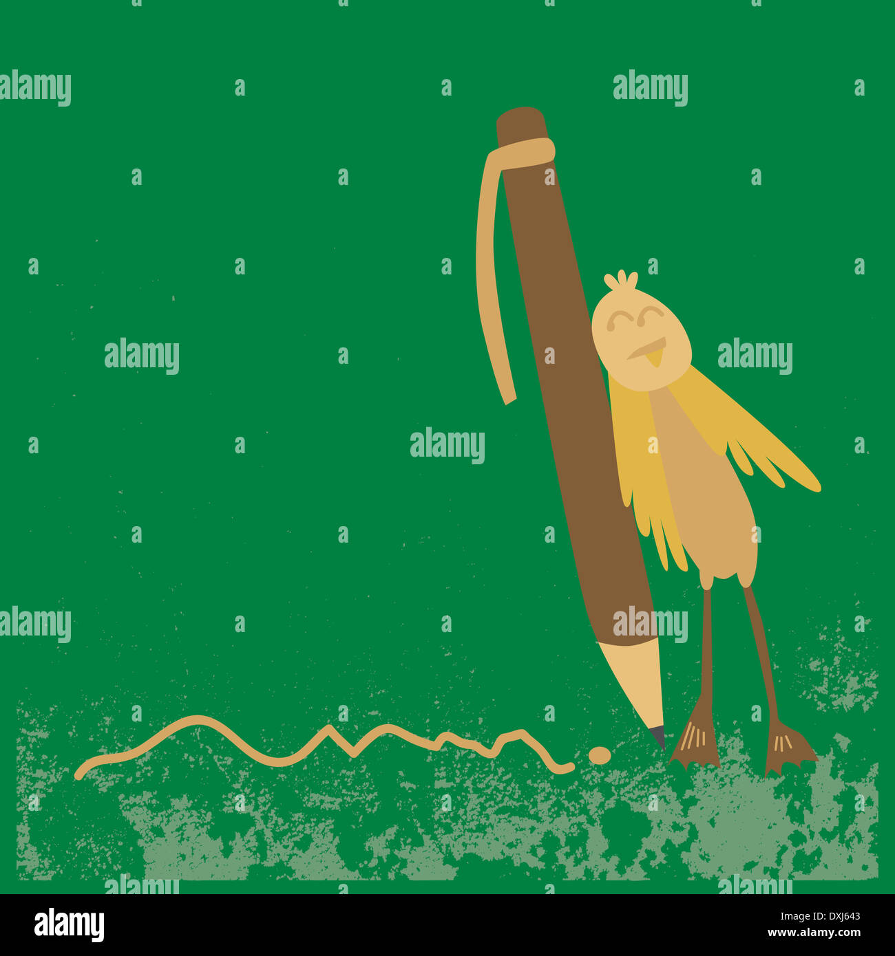 Illustration of cartoon duck holding pen and writing Stock Photo - Alamy