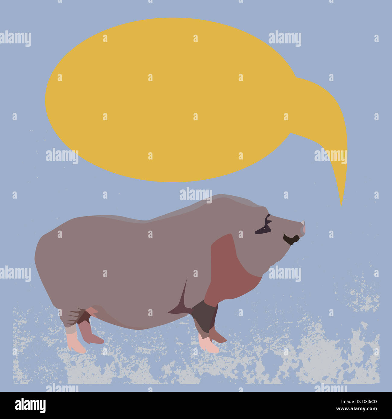 Illustration of pig with speech bubble Stock Photo - Alamy