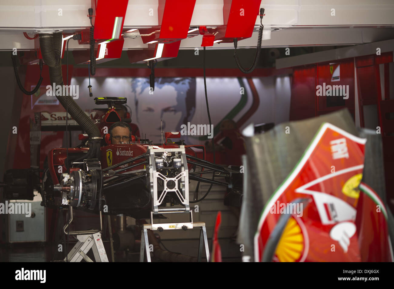 Sepang, Malaysia. 27th Mar, 2014. The Scuderia Ferrari box is pictured ...
