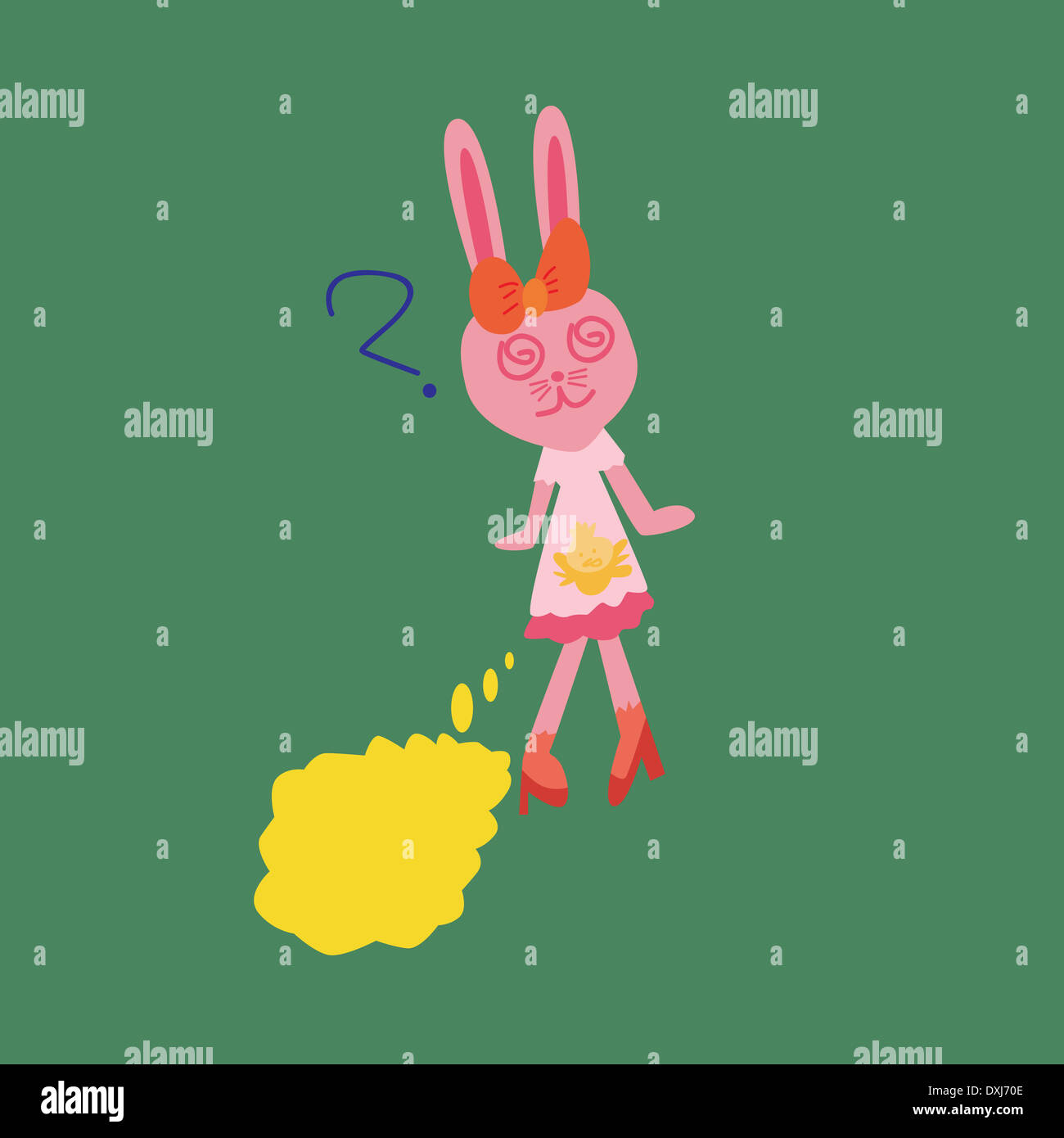 Illustration of rabbit confuse with question mark Stock Photo - Alamy