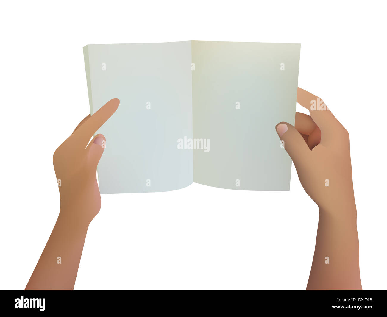 Illustration of hands holding and reading open book Stock Photo - Alamy