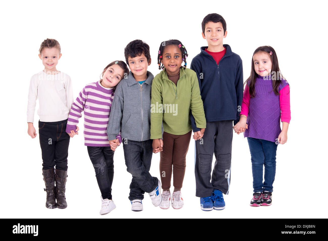 Group of children holding hands isolated in white Stock Photo - Alamy