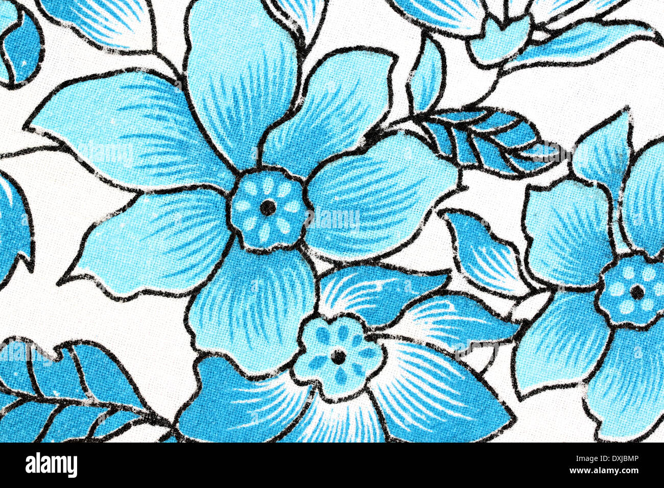 The Blue Pattern of flowers and leaves on the shirt Stock Photo - Alamy