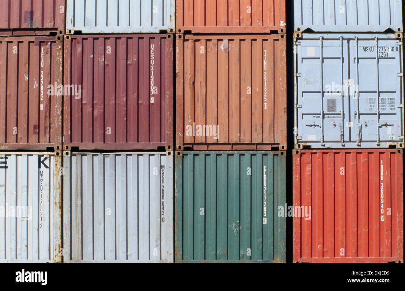 Row of shipping containers close-up Stock Photo - Alamy