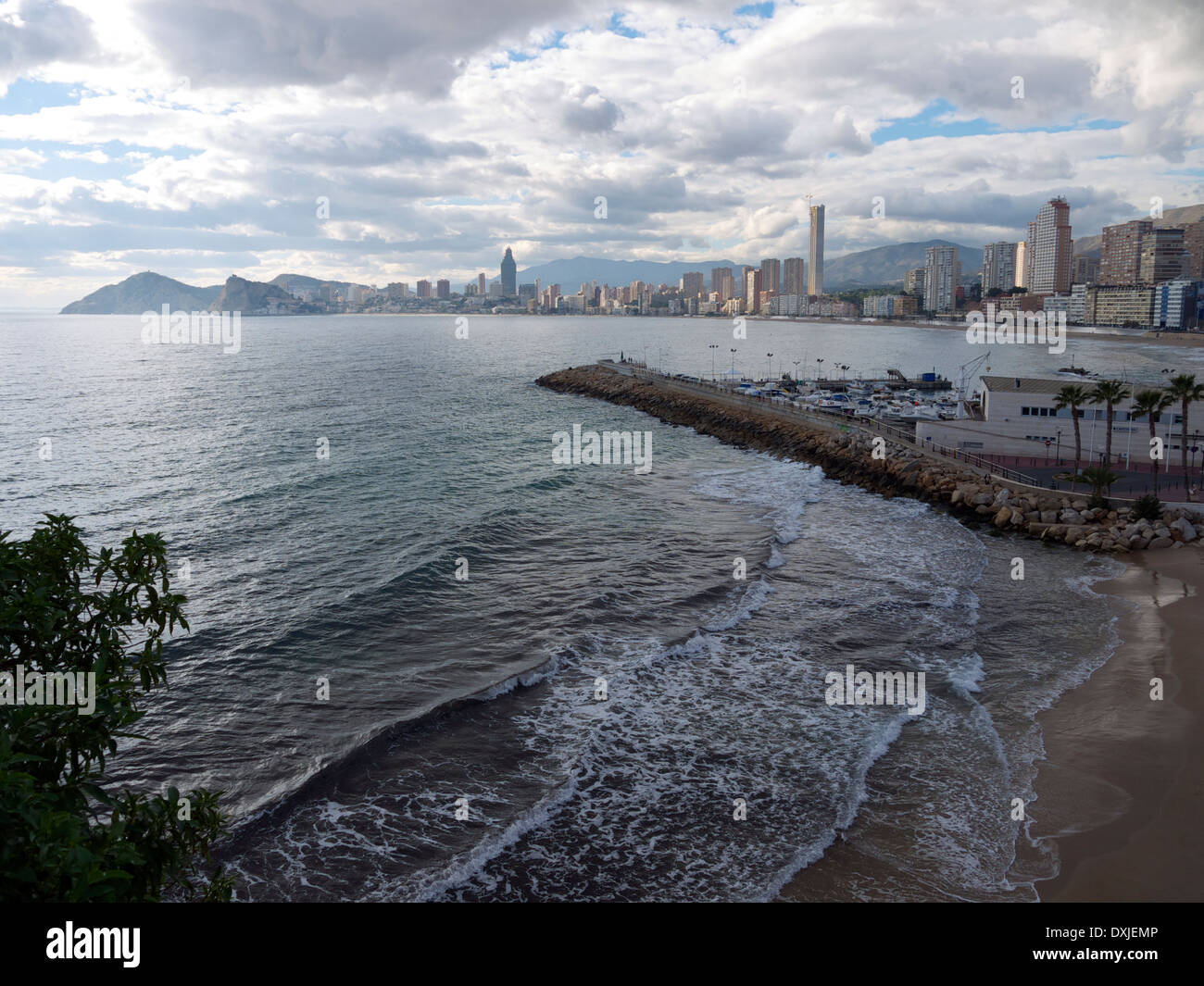 Harbor and city in the background in Benidorm, Spain Stock Photo - Alamy