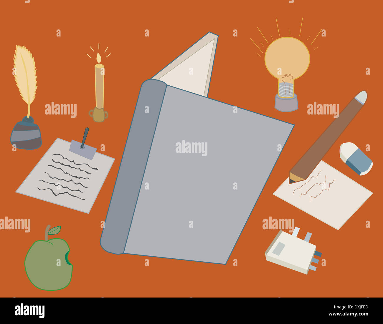 Illustration of office or education stuff set Stock Photo - Alamy