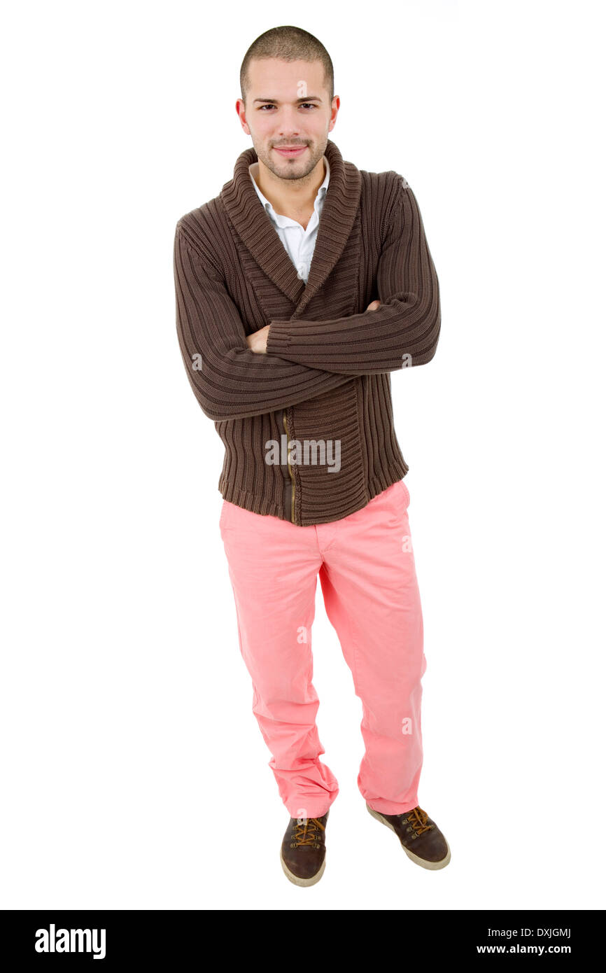 young casual man full body in a white background Stock Photo - Alamy