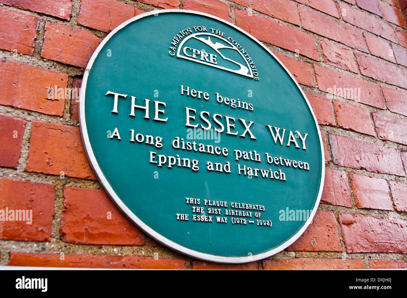 Plaque marking the start of the Essex Way, Chipping Ongar, Essex ...