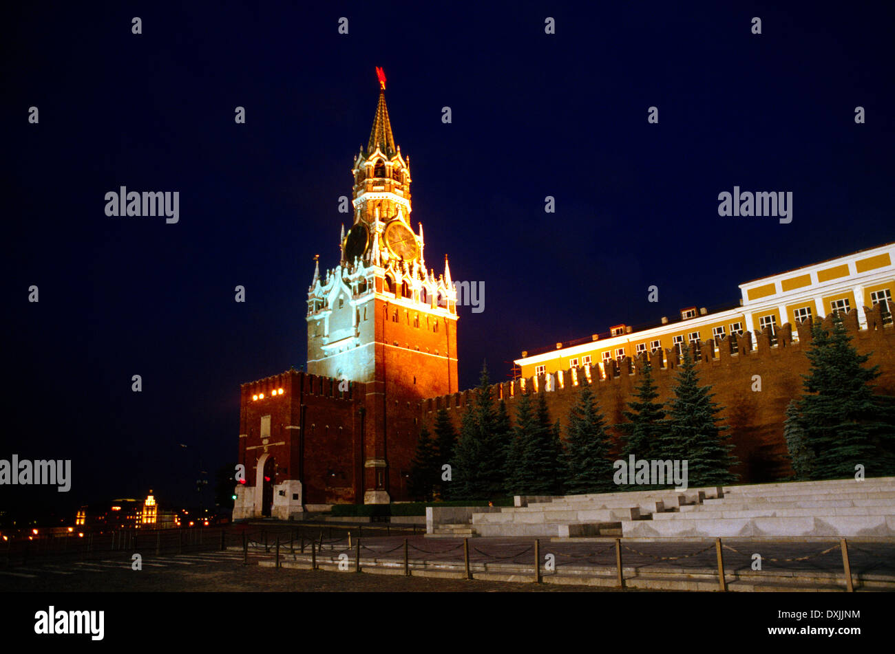 Moscow Russia Red Square Kremlin Spassky Tower At Night Stock Photo - Alamy