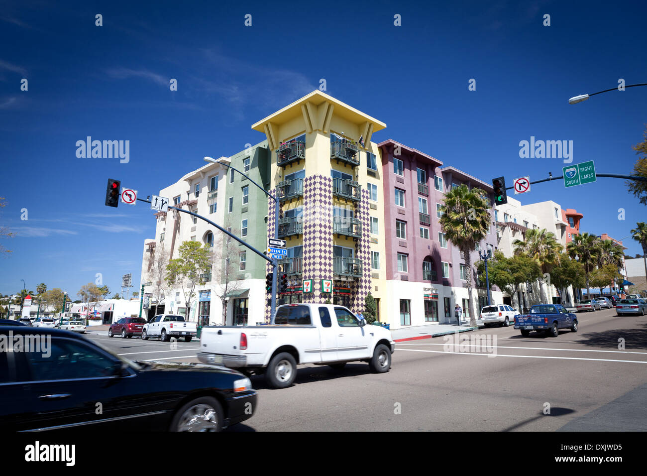 Busy intersection in San Diegos Little Italy, March 2013 Stock Photo ...