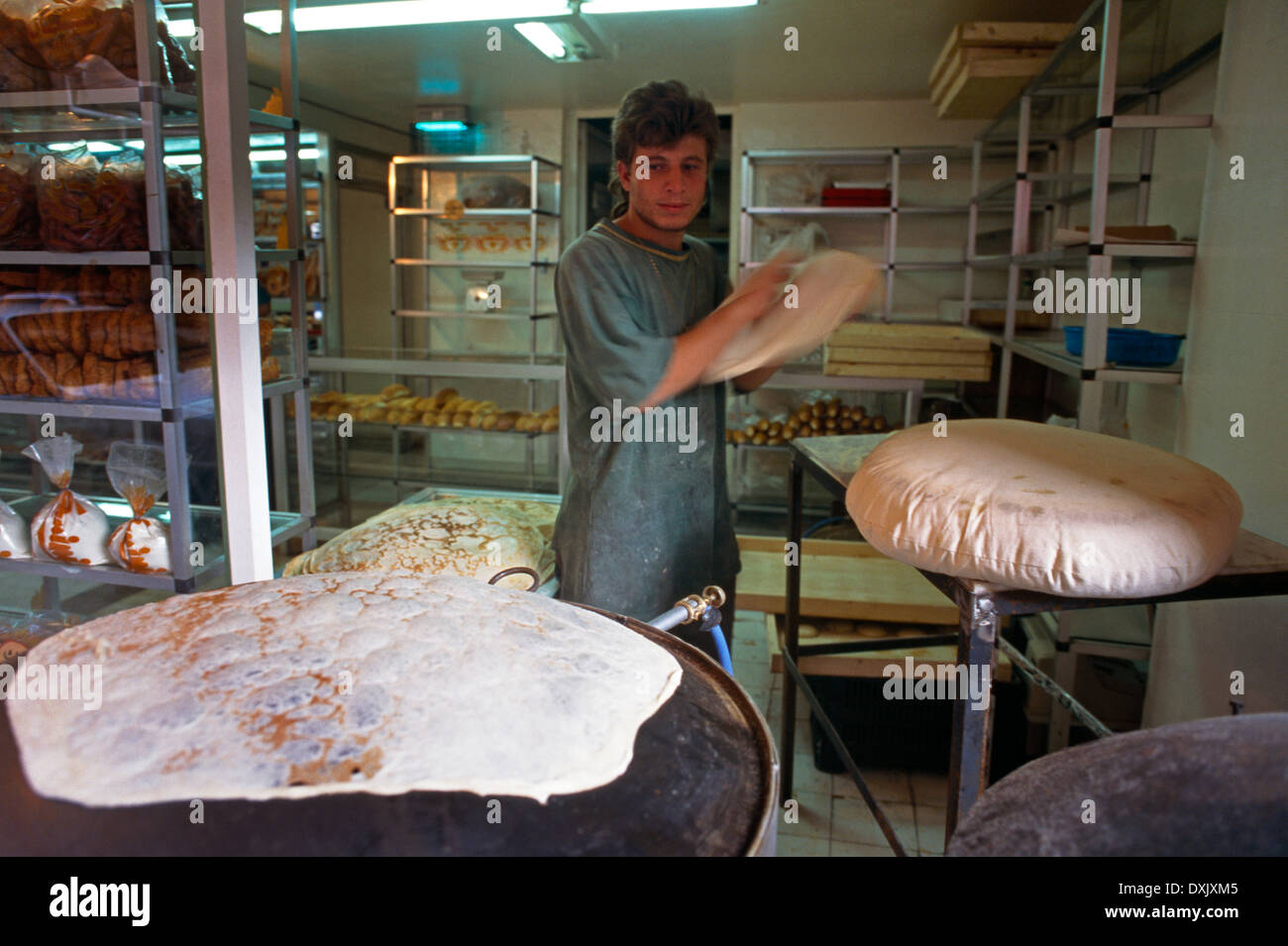 Beirut Lebanon Hamra Making Bread Outside Restaurant Stock Photo - Alamy