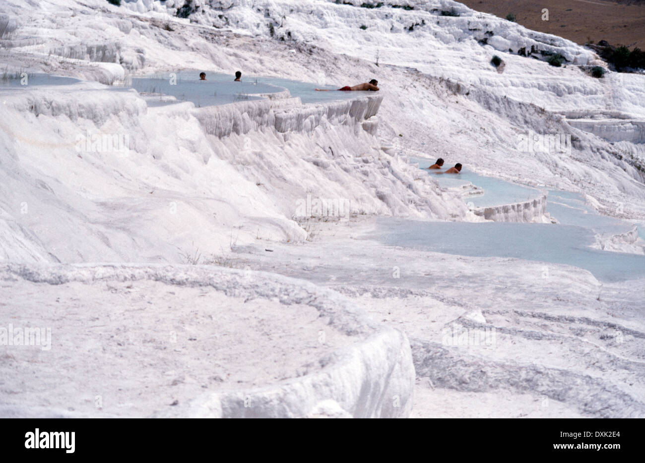 Pamukkale Turkey Natural Limestone Formation People Bathing In The ...