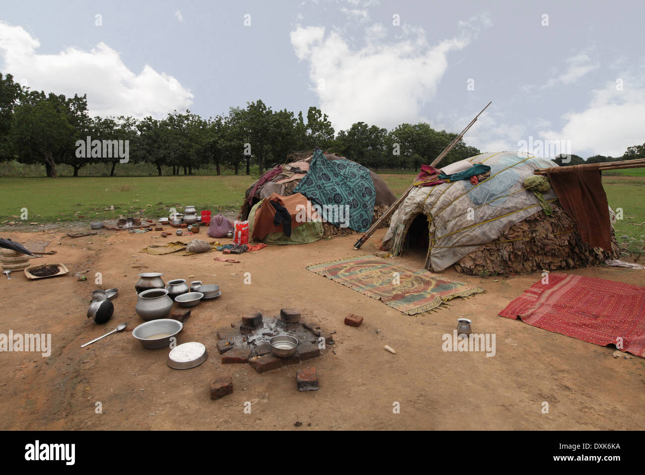 A view of tribal settlements. Musahar or Bhuija tribe. Keredari village ...