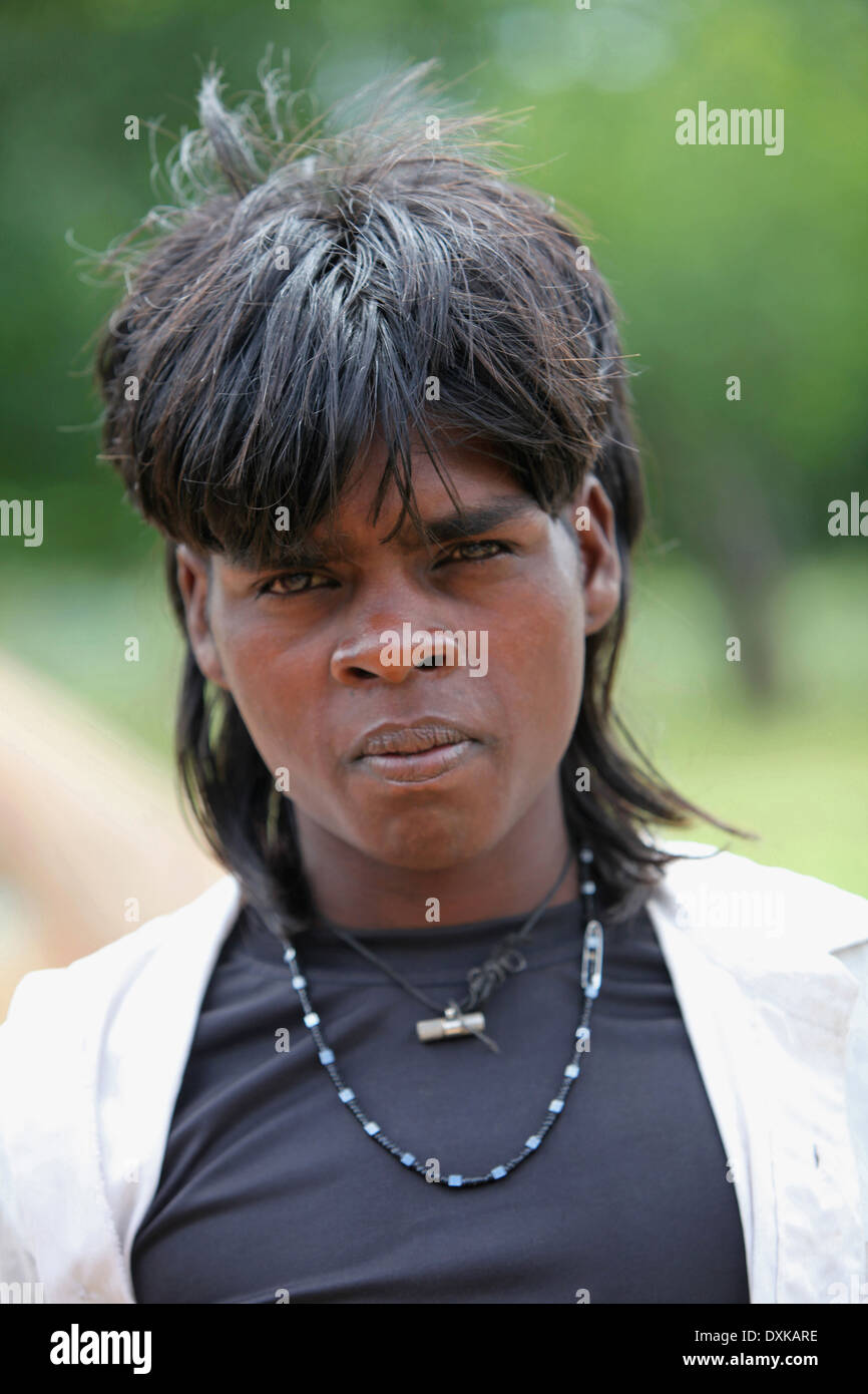 Portrait of a teenager tribal boy. Keredari village and block, District ...