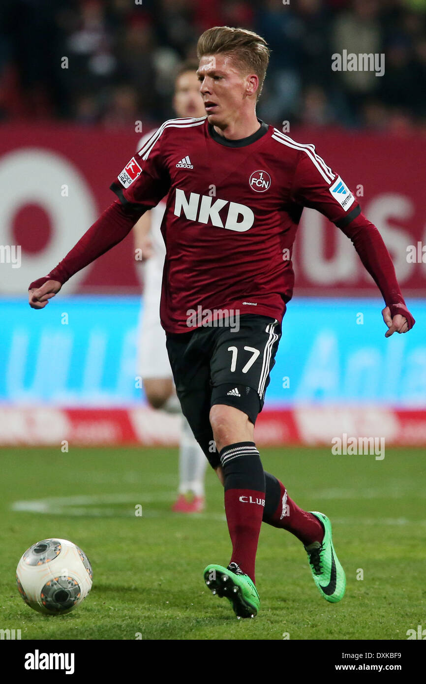 Nuremberg's Mike Frantz vies for the ball during the Bundesliga soccer ...