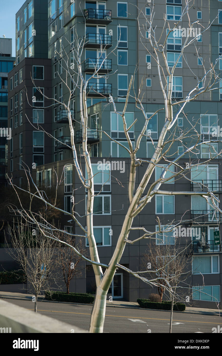 Seattle Sculpture park, Metal tree, washington state, USA Stock Photo ...