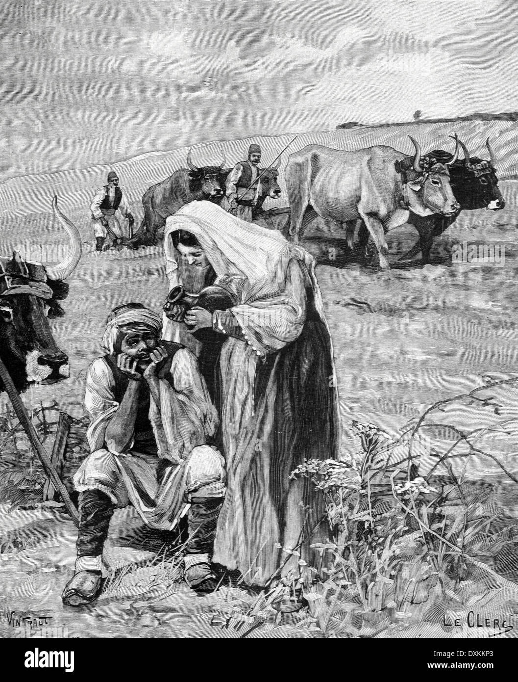 Middle east farming illustration Black and White Stock Photos & Images ...