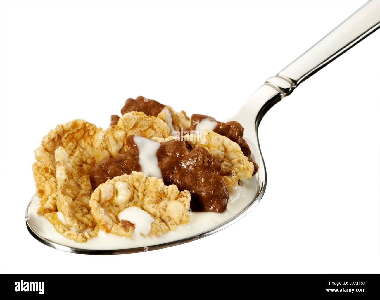Breakfast cereal on spoon Stock Photo - Alamy