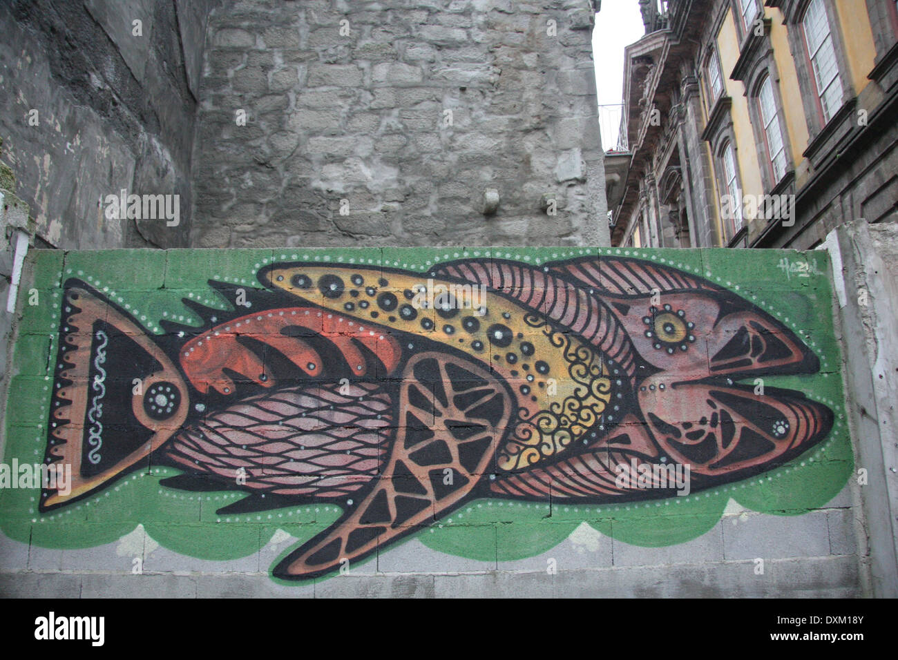 Street fish art in Porto Stock Photo - Alamy