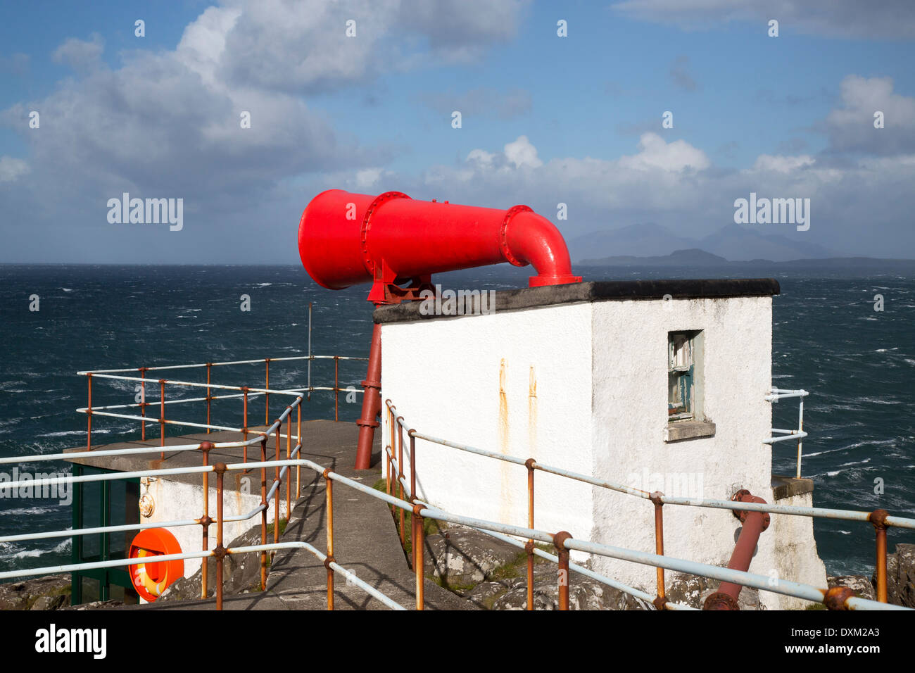 The foghorn at the lighthouse at Point of Ardnamurchan, Scotland Stock ...