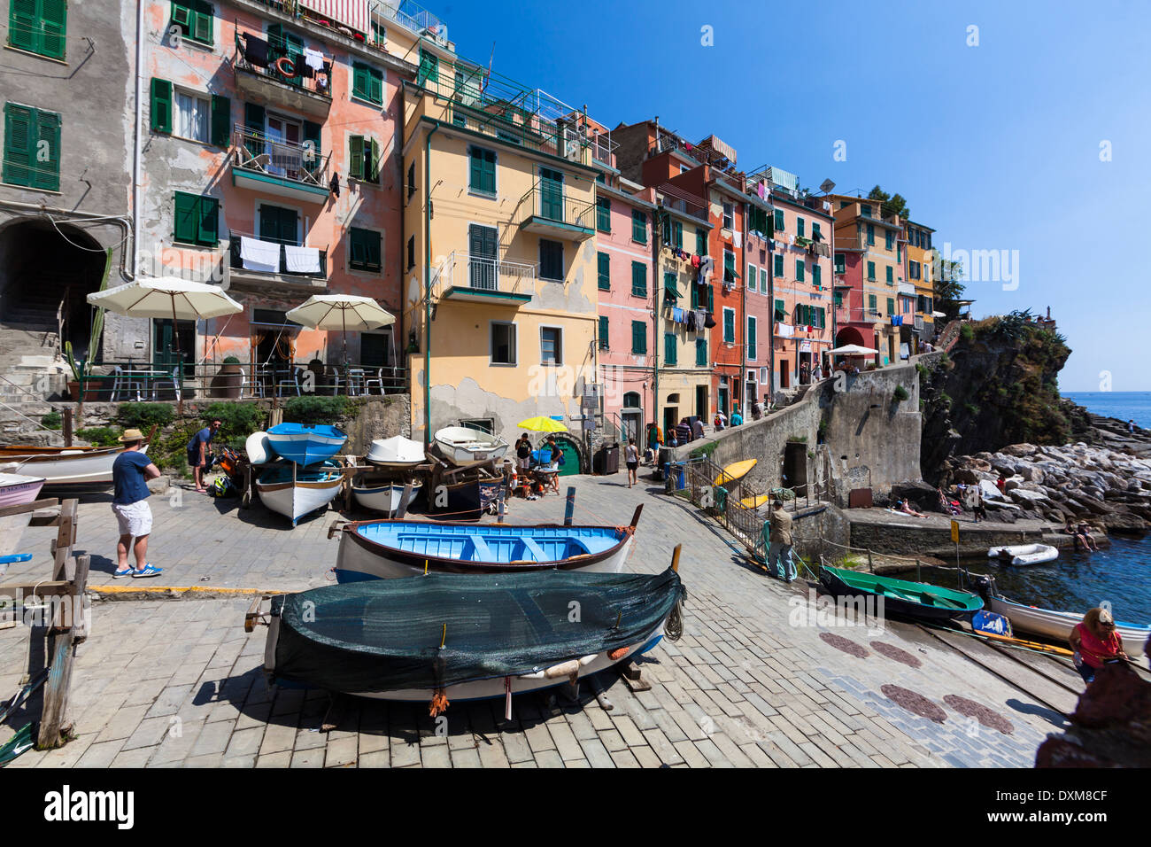 Italy, Cinque Terre, La Spezia Province, Liguria, Riomaggiore, View of ...