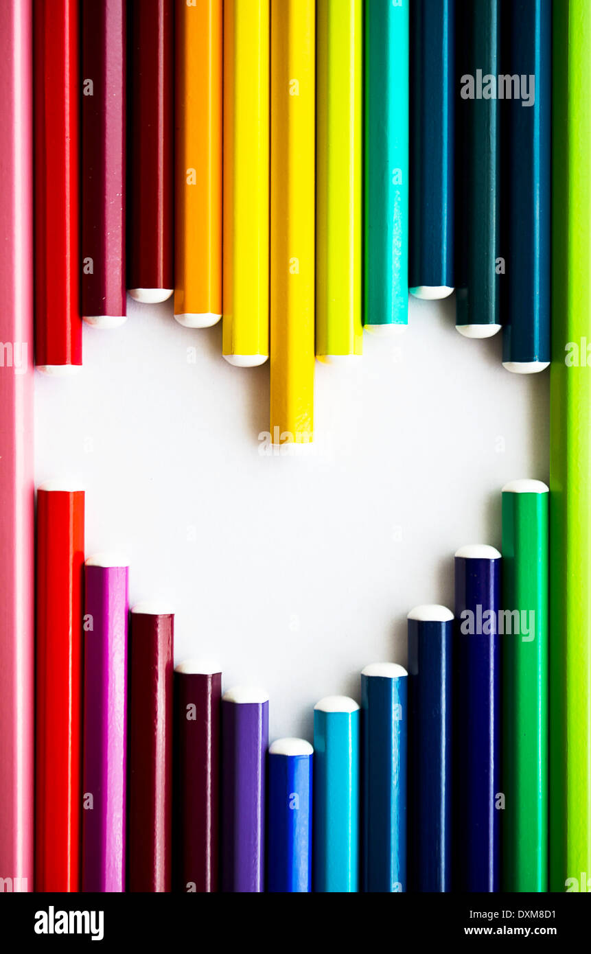 Pencils Heart Shape Stock Photo - Alamy