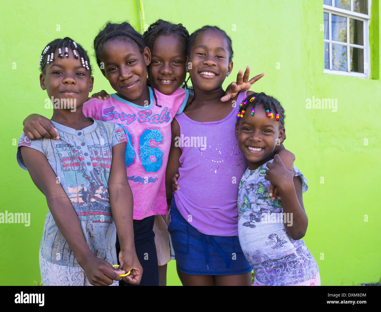 Caribbean, St. Lucia, Soufriere, Smiling girls outdoors Stock Photo - Alamy