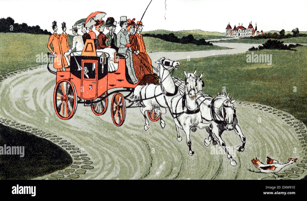 Coach horses engraving hi-res stock photography and images - Alamy
