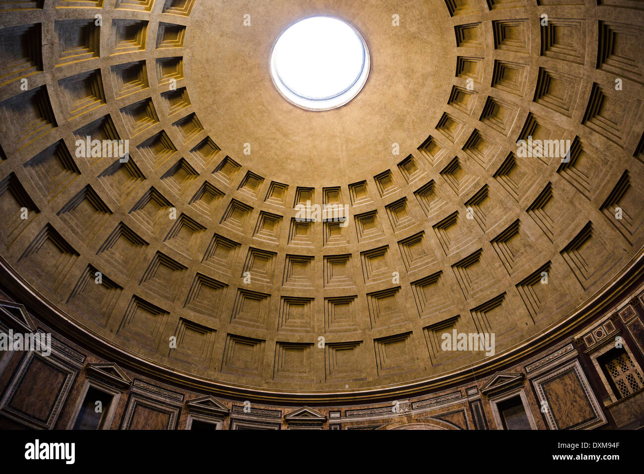 Italy, Rome, interior view of cupola of Pantheon from below Stock Photo ...