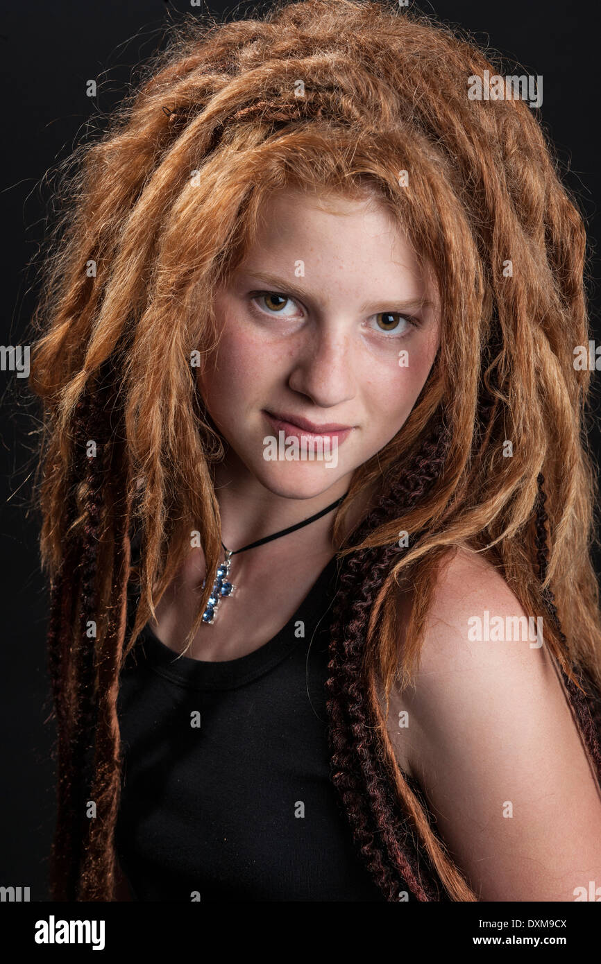 Portrait of teenage girl with red hair dreadlocks Stock Photo - Alamy
