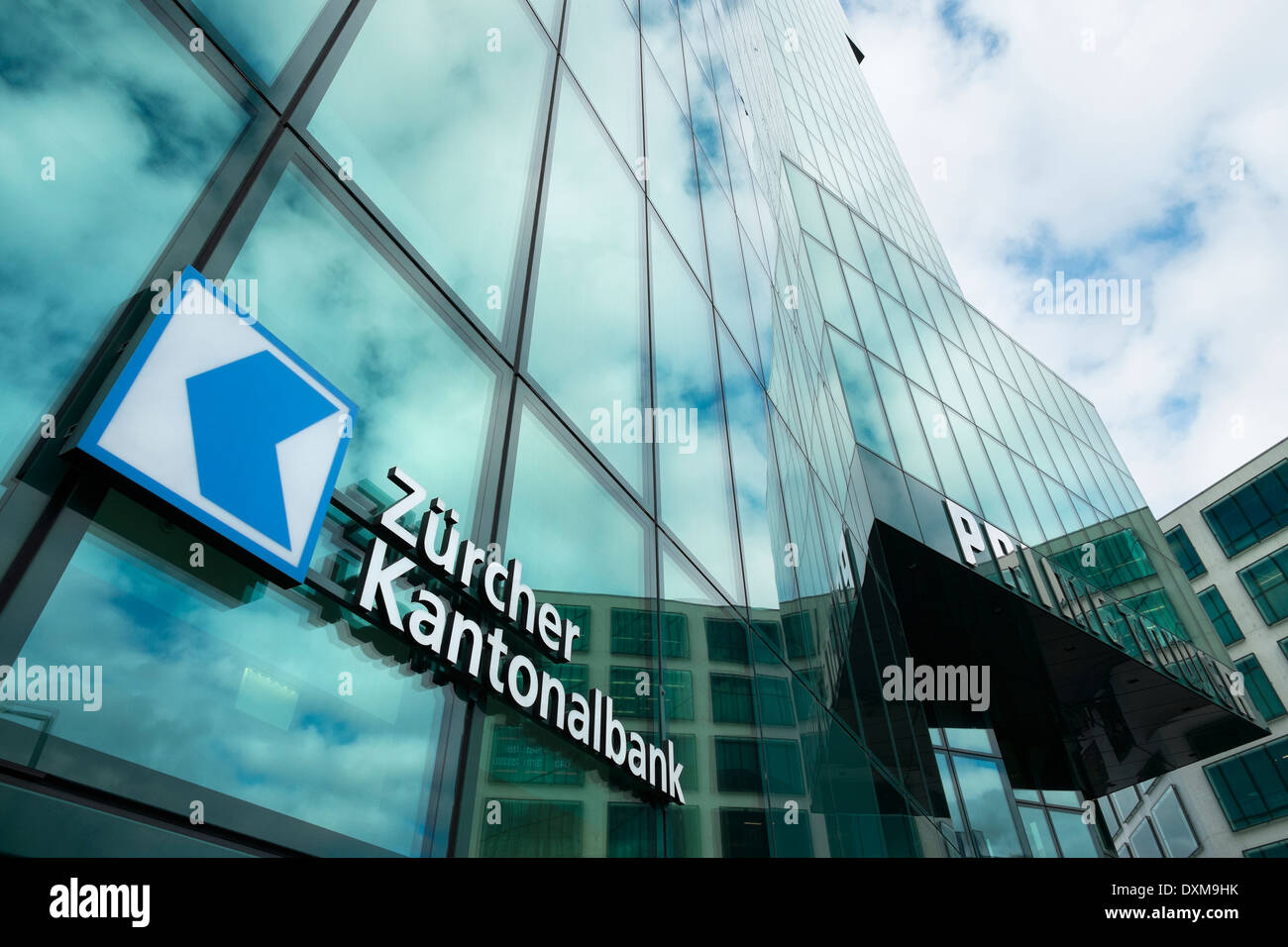 Switzerland, Canton Zurich, Zurich, facade of Prime Tower with logo of ...