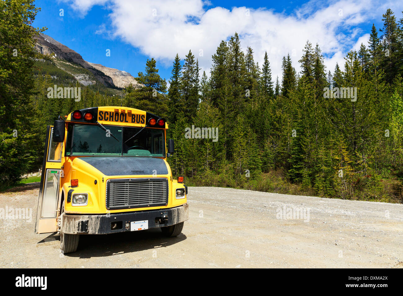 Canada, British Columbia, Yoho Nationalpark, Bus at the roadside Stock ...