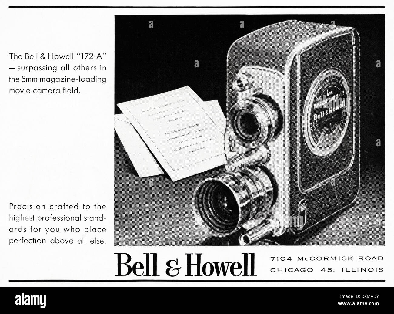 1950s advertisement for Bell & Howell 8mm movie camera advert in ...