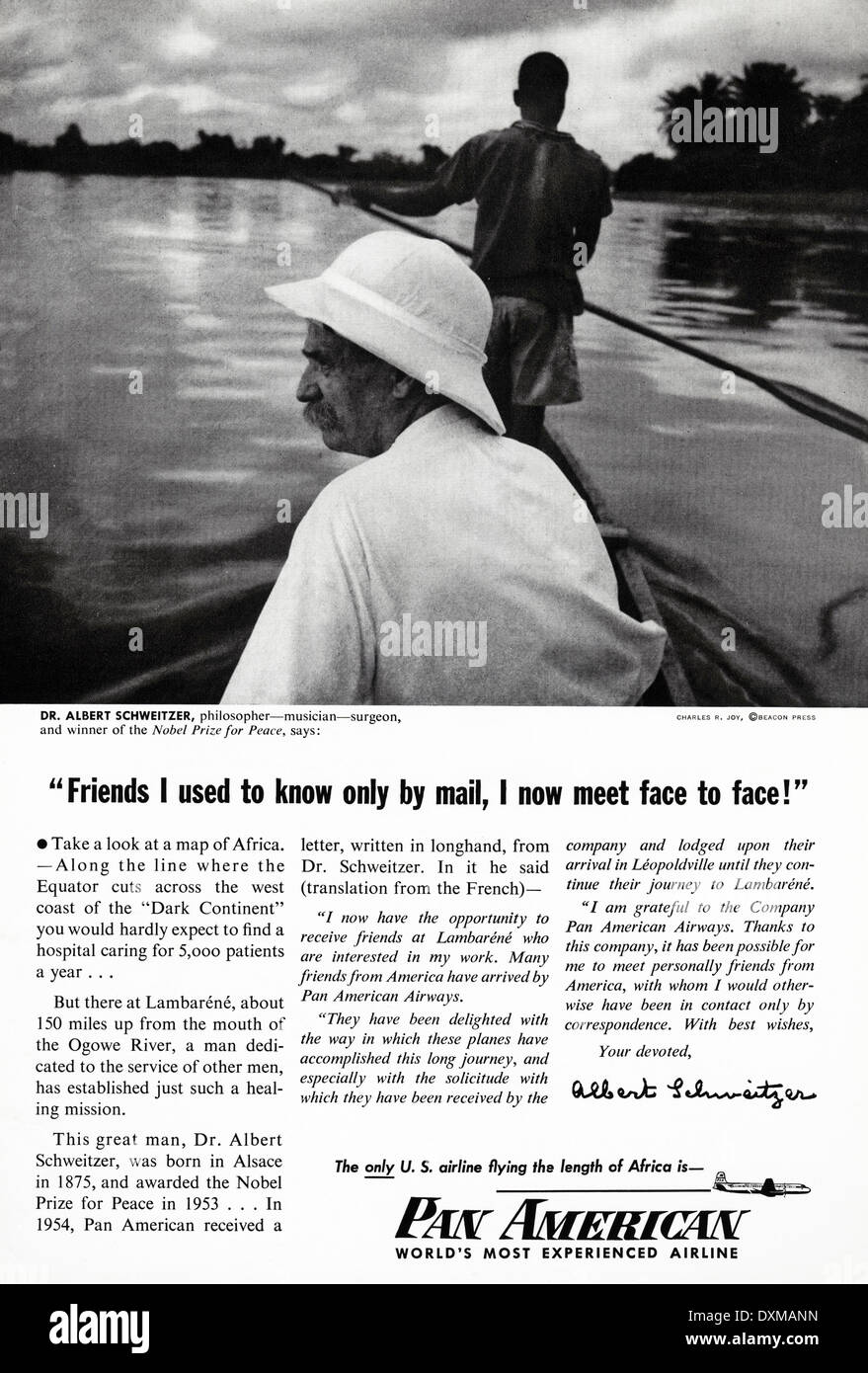 1950s advertisement for Pan American airlines advert in American ...
