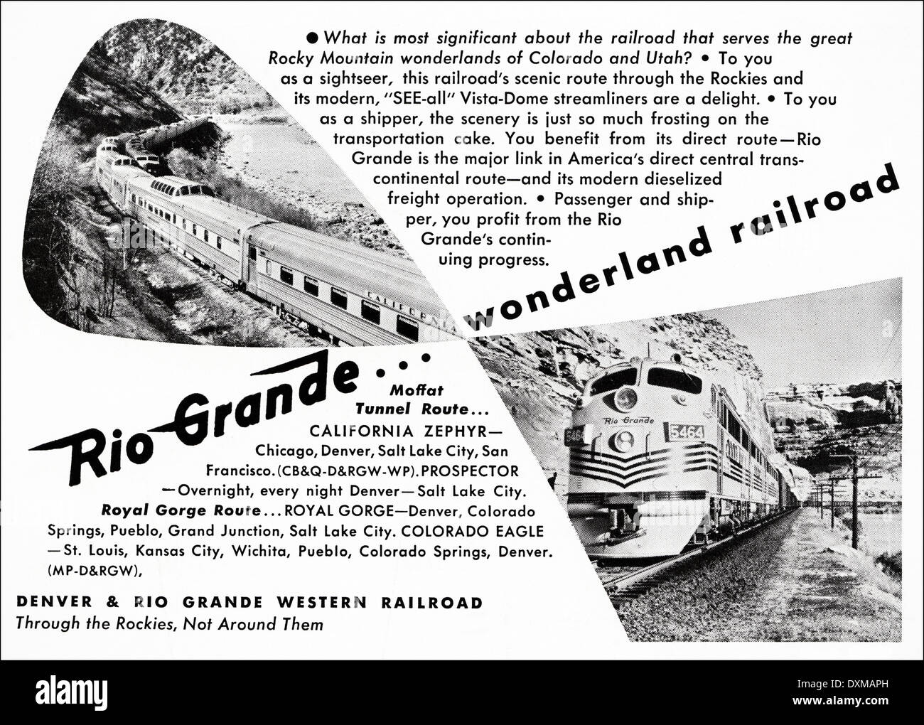 1950s advertisement denver rio grande hi-res stock photography and ...