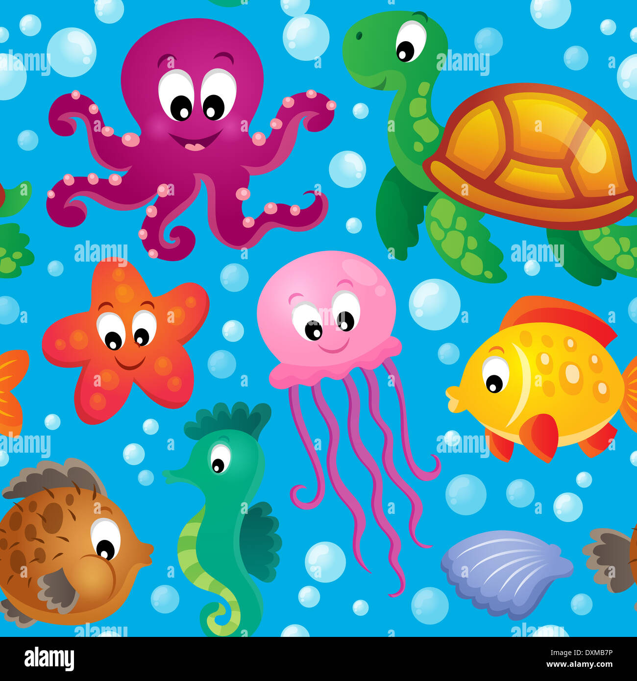 Seamless background sea theme 2 - picture illustration Stock Photo - Alamy