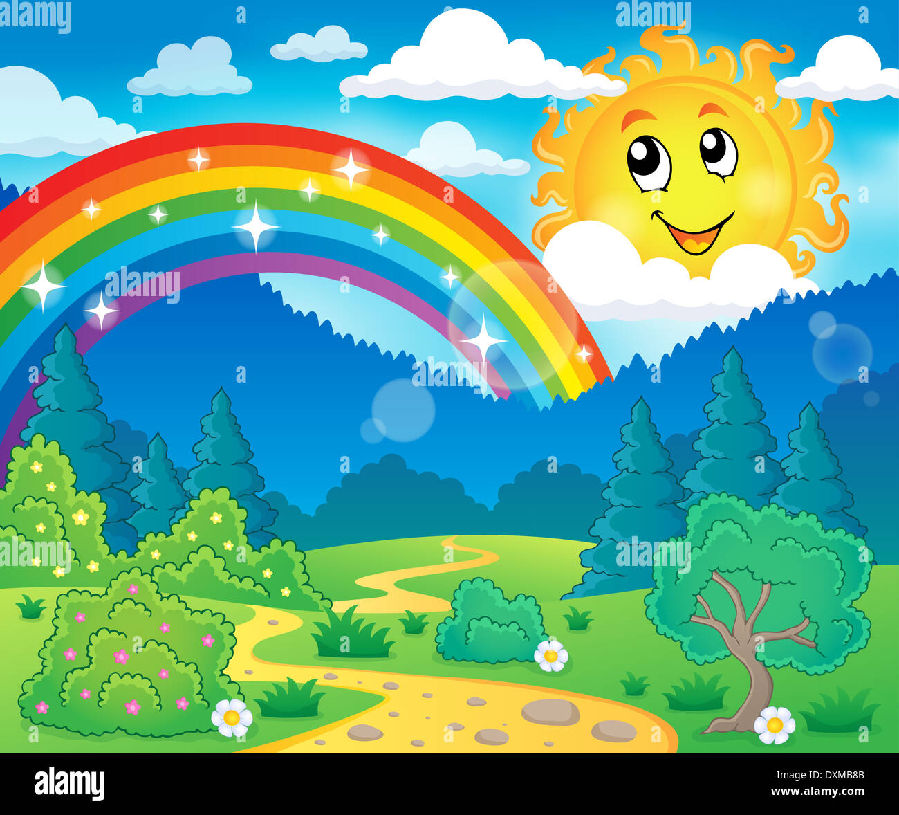 Spring theme landscape 6 - picture illustration Stock Photo - Alamy