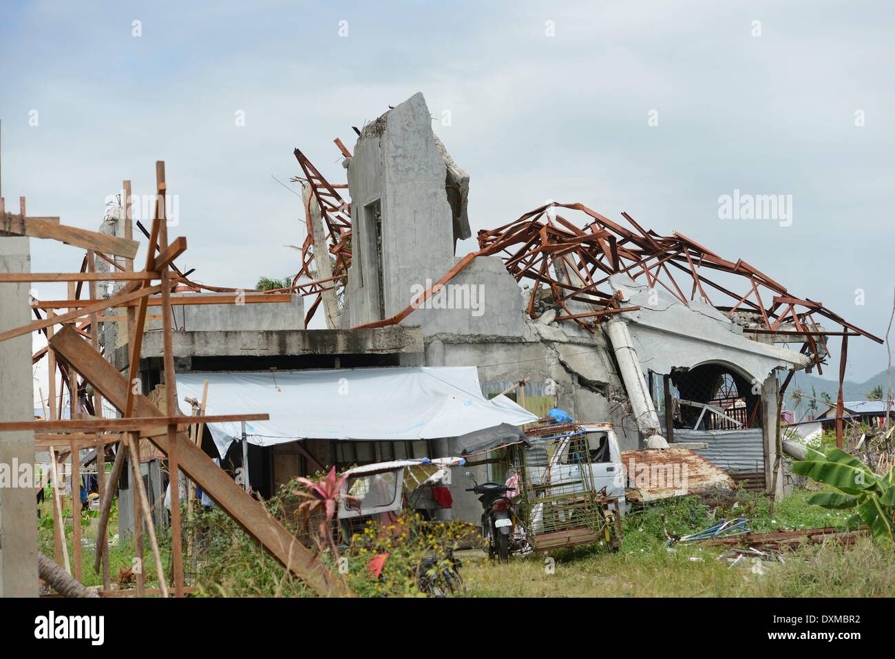 Destroyed buildings after the super typhoon Haiyan on the island leyte ...