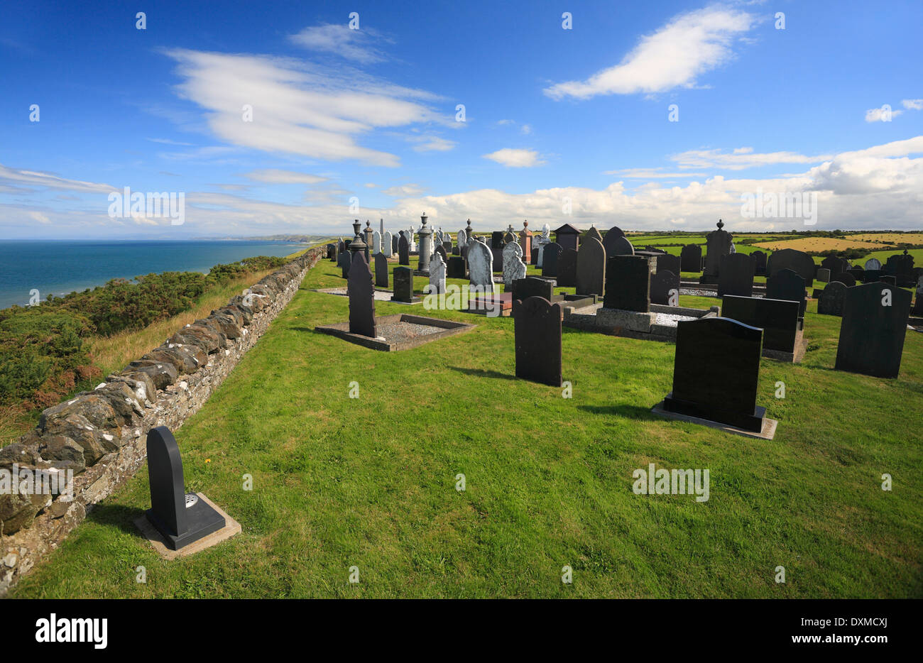 The graveyard at the church of Llanddewi Aberarth, Ceredigion, Wales ...