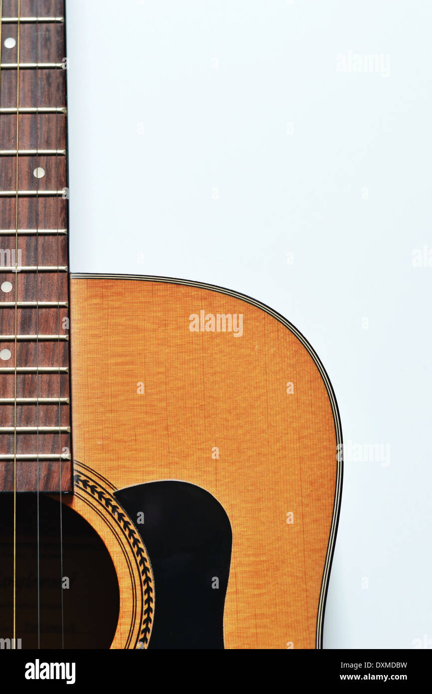 Vintage acoustic guitar isolated on white background Stock Photo - Alamy