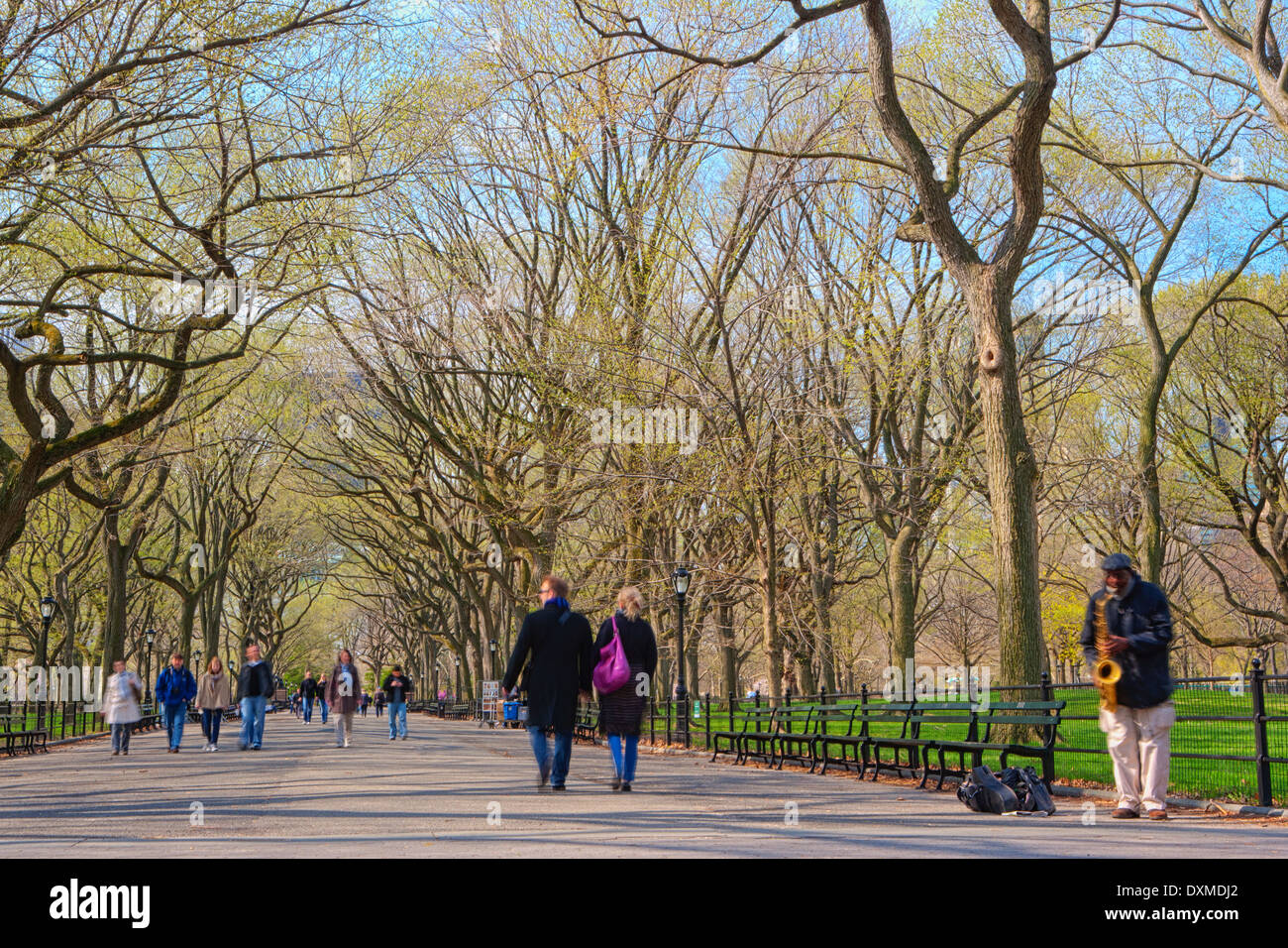 Early Spring on The Mall and Literary Walk, Central Park Stock Photo ...